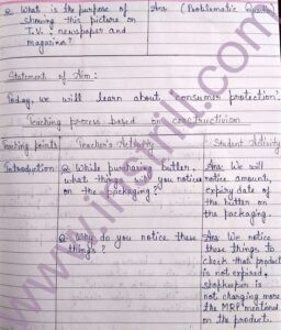 B.ed Consumer Protection lesson plan for Commerce Class 11, 12